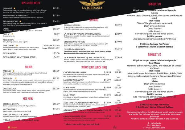 Menu – La Jordania